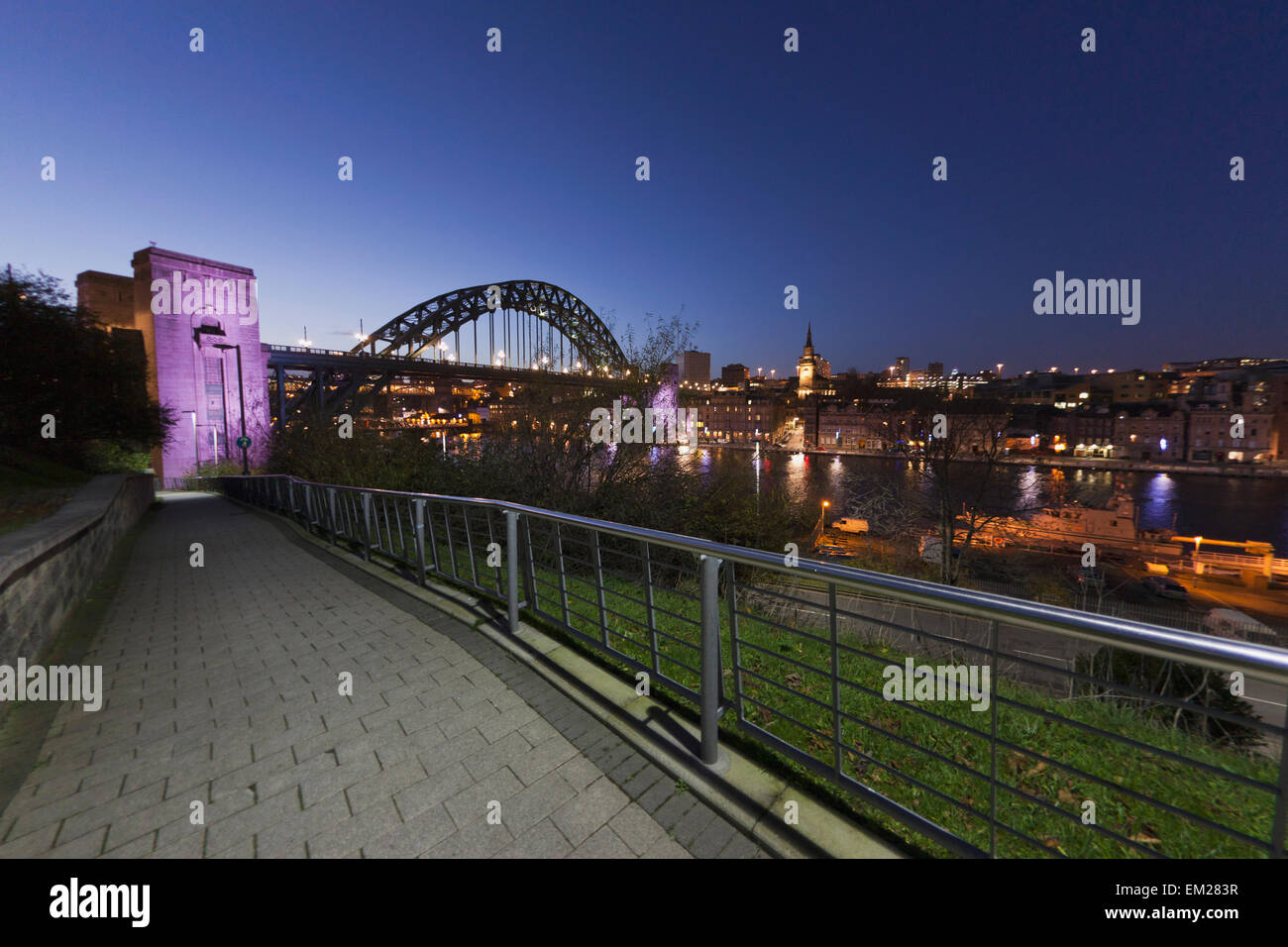 A Promenade Along River Tyne With Tyne Bridge In The Distance ...