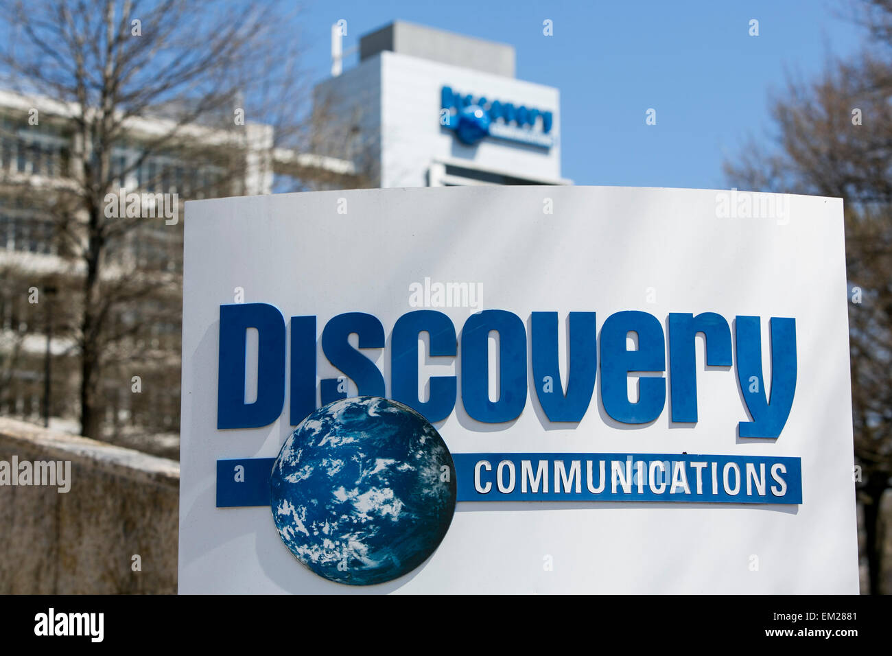 An exterior view of the headquarters of Discovery Communications in ...