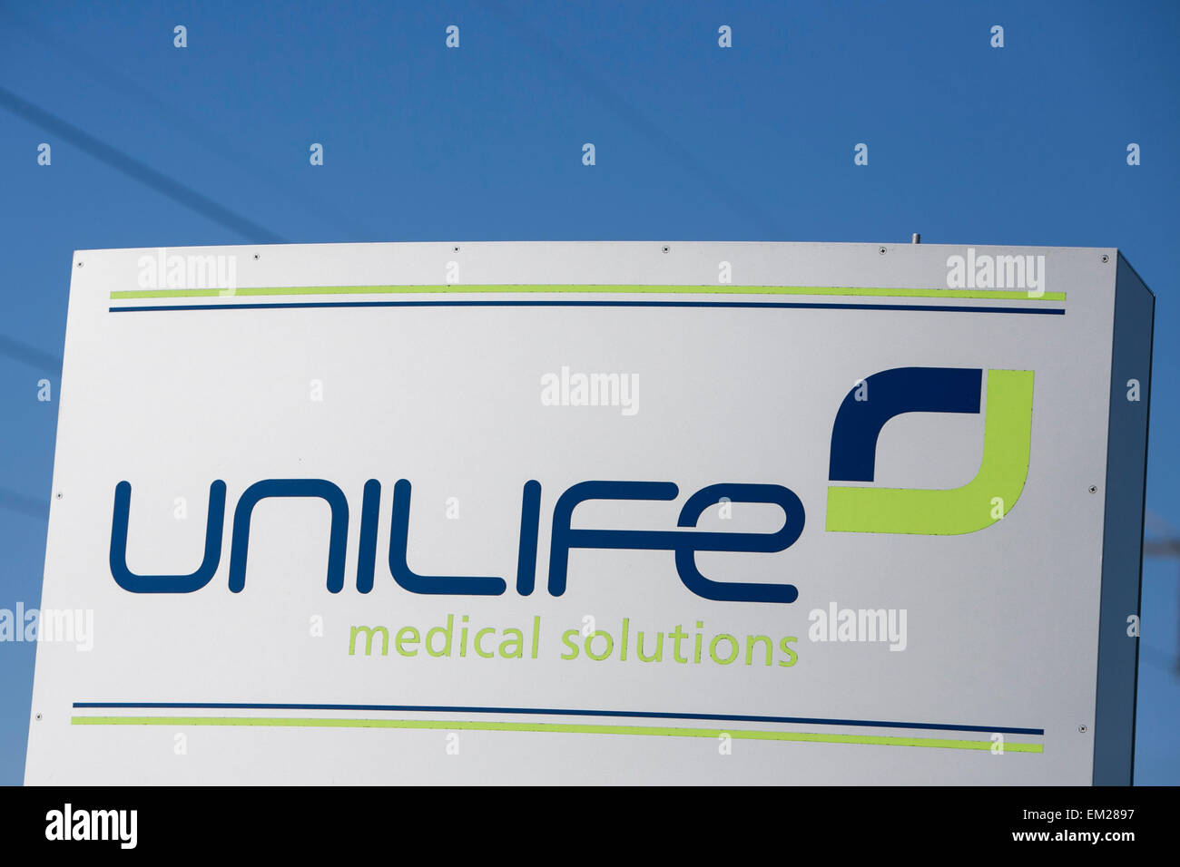 A logo sign outside the headquarters of the Unilife Corporation in York ...
