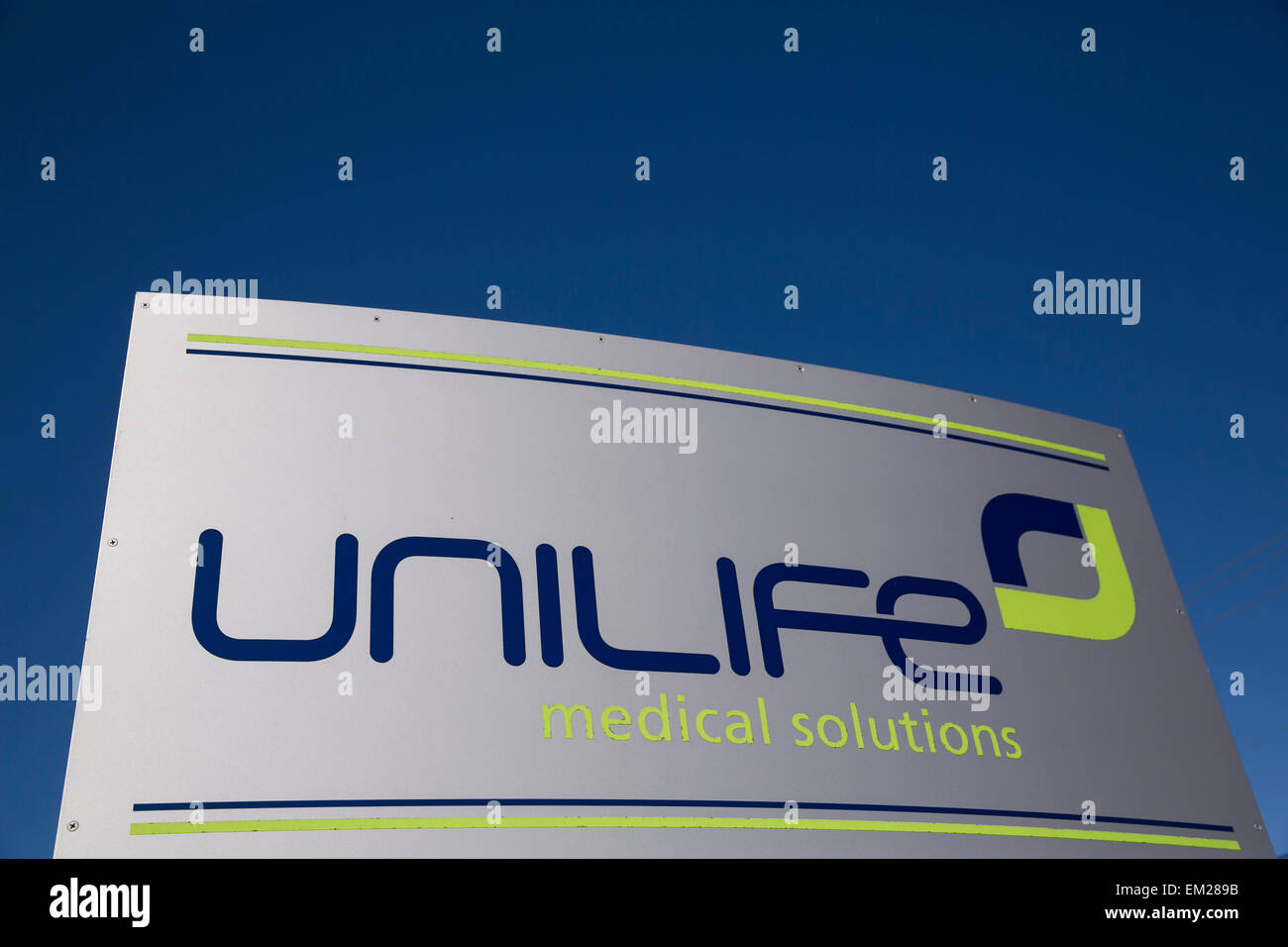 A logo sign outside the headquarters of the Unilife Corporation in York ...