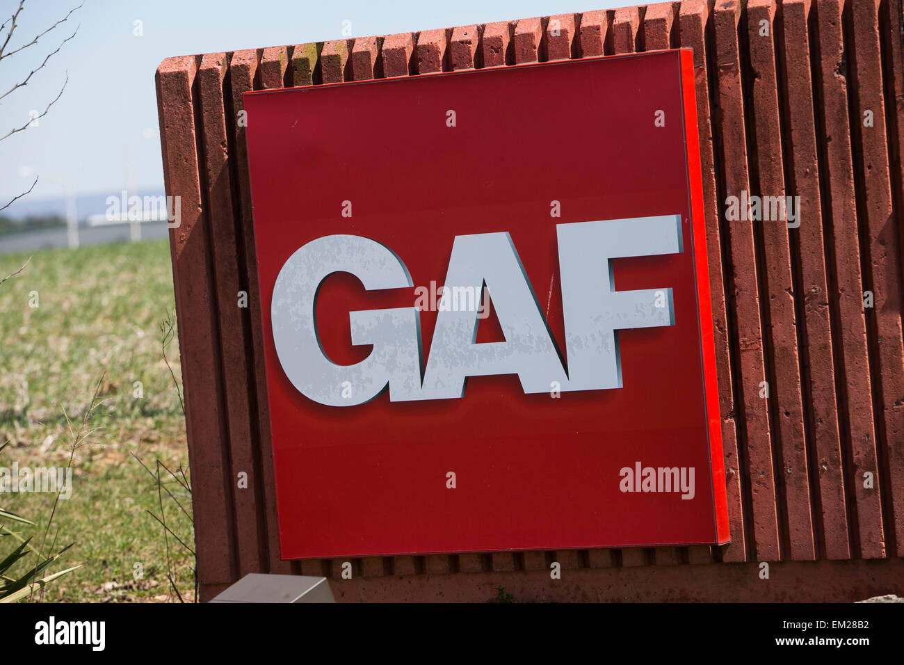A logo sign outside a facility operated by GAF Materials Corporation in ...