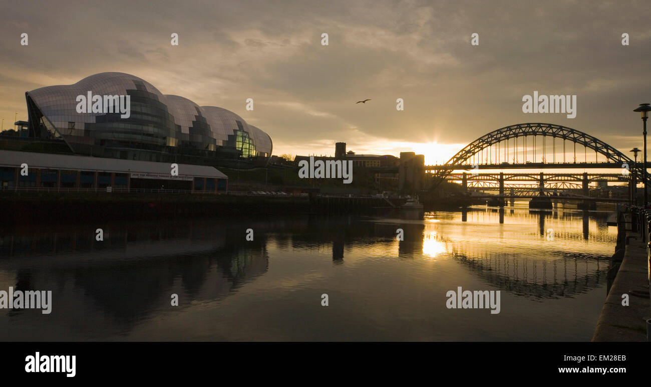 Tyne Bridge Over River Tyne At Sunset; Newcastle Upon Tyne Tyne And ...