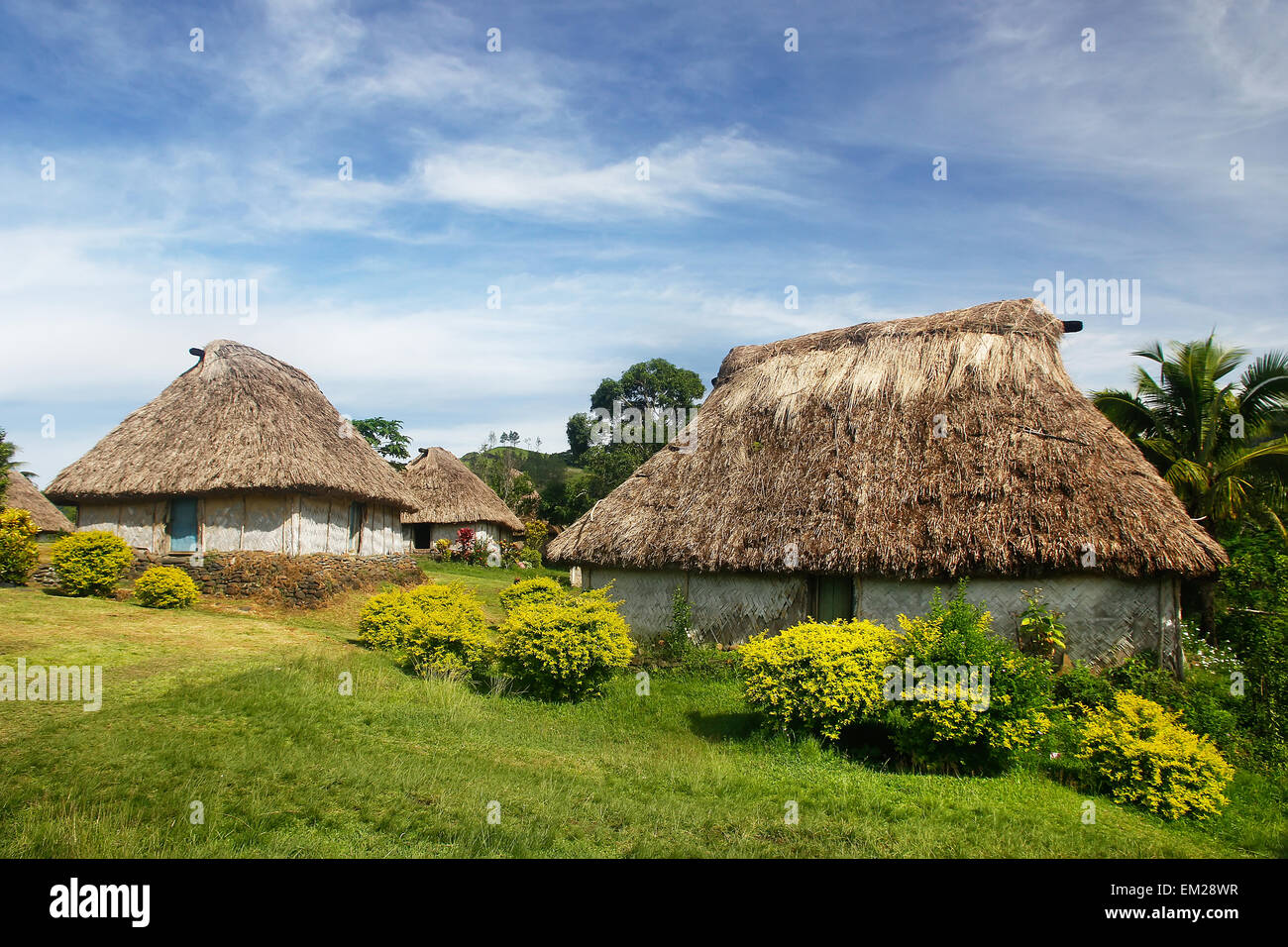 Traditional houses of Navala village, Viti Levu island, Fiji Stock ...