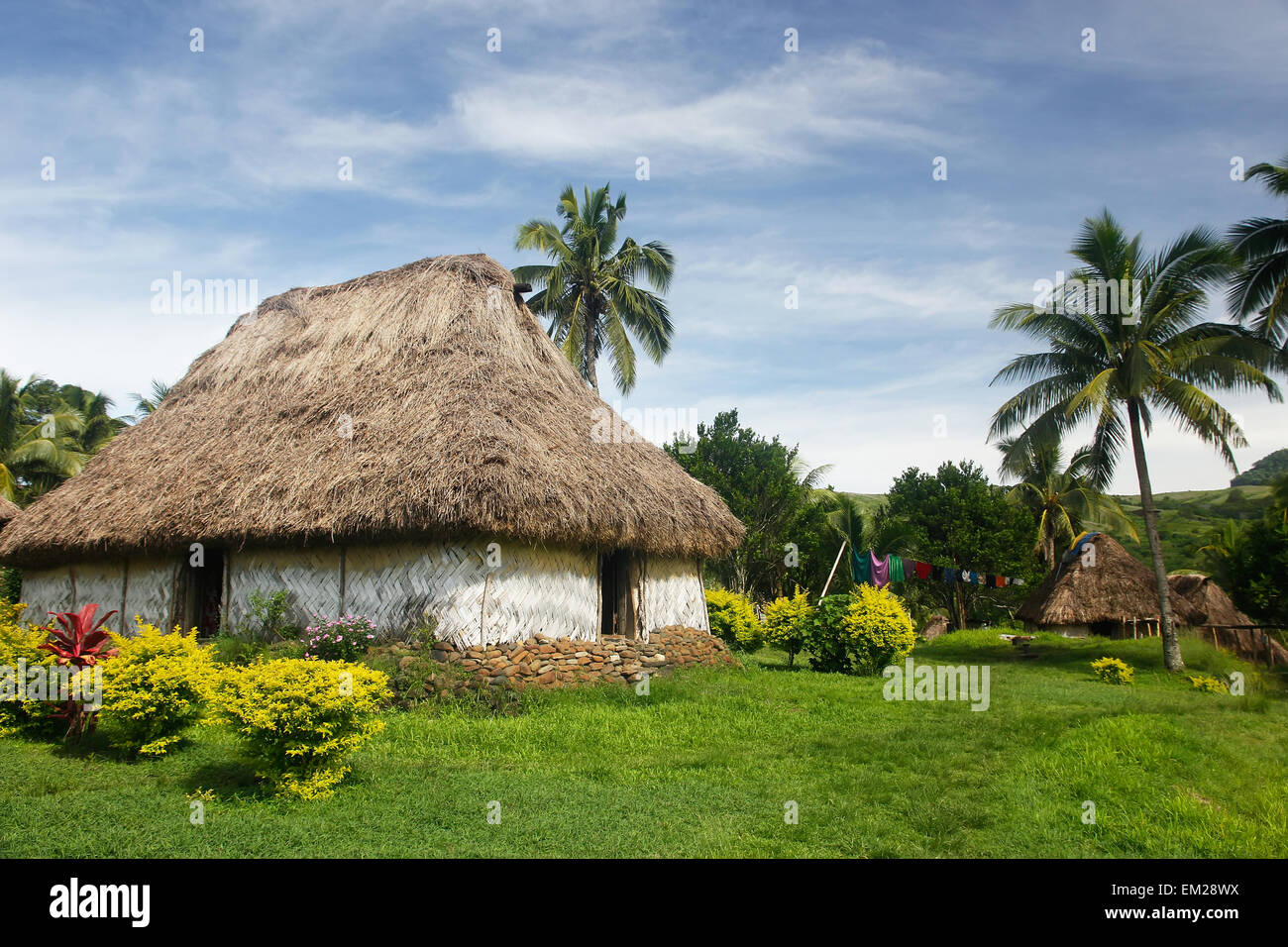 Traditional house of Navala village, Viti Levu island, Fiji Stock Photo ...