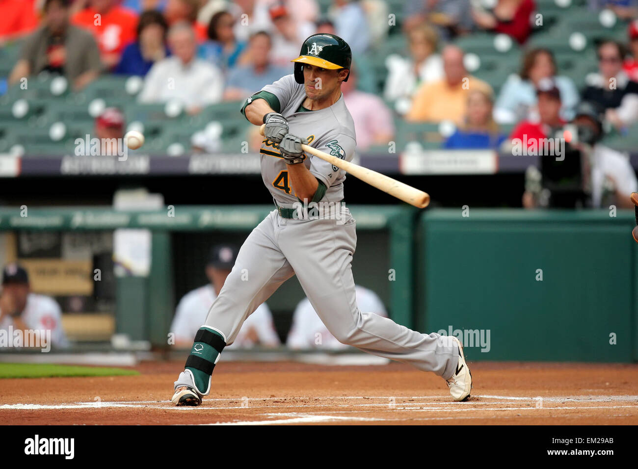 Houston, Texas, USA. 15th April, 2015. Oakland Athletics outfielder Sam ...