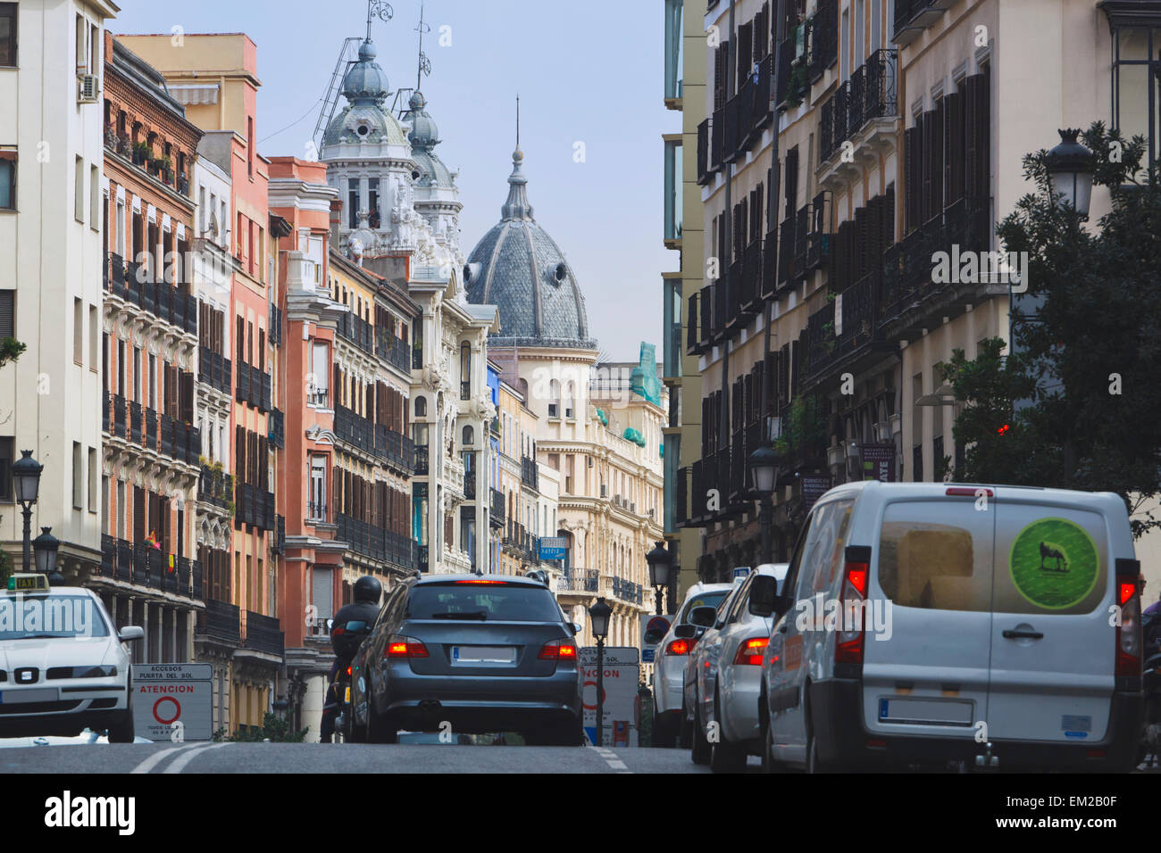 Vehicles On A Busy Street; Madrid Spain Stock Photo - Alamy