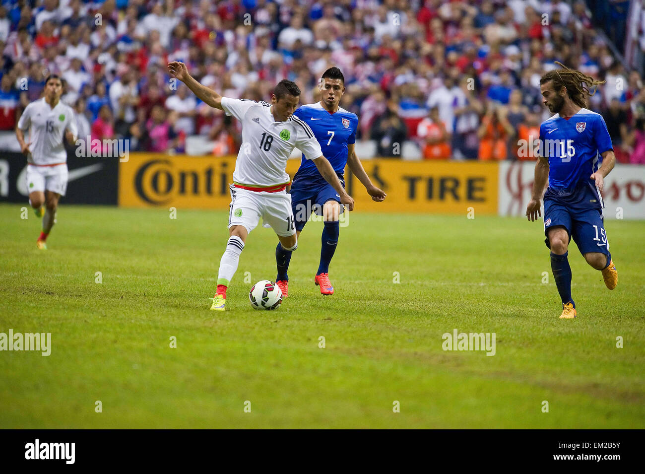 April 15, 2015: Mexico's Carlos Esquivel #18 in action against USA men ...