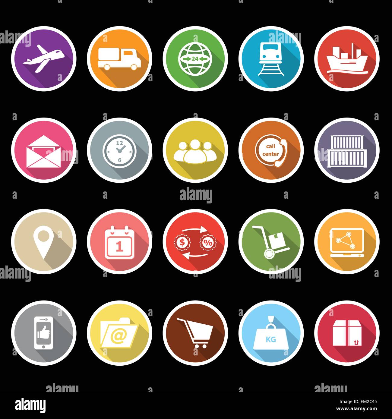 Logistic icons with long shadow, stock vector Stock Vector Image & Art ...