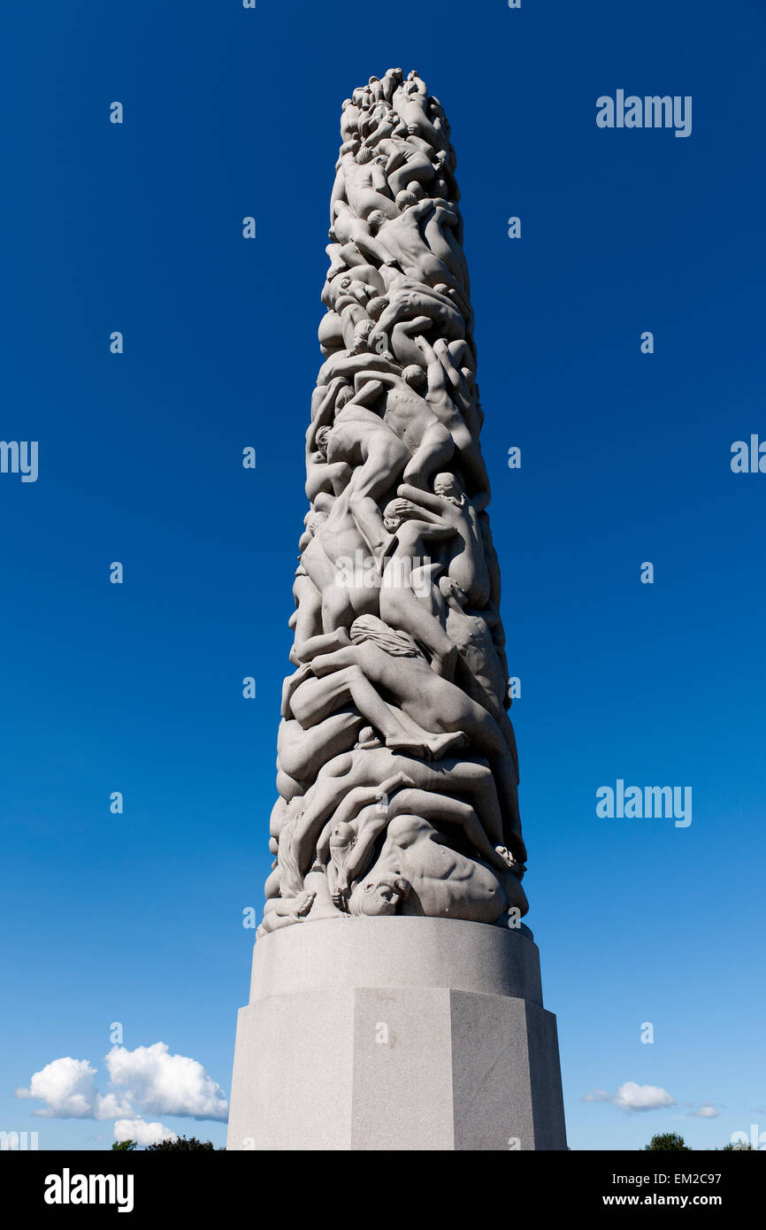 Monolith Against A Blue Sky In Frogner Park Vigeland Sculpture Park ...