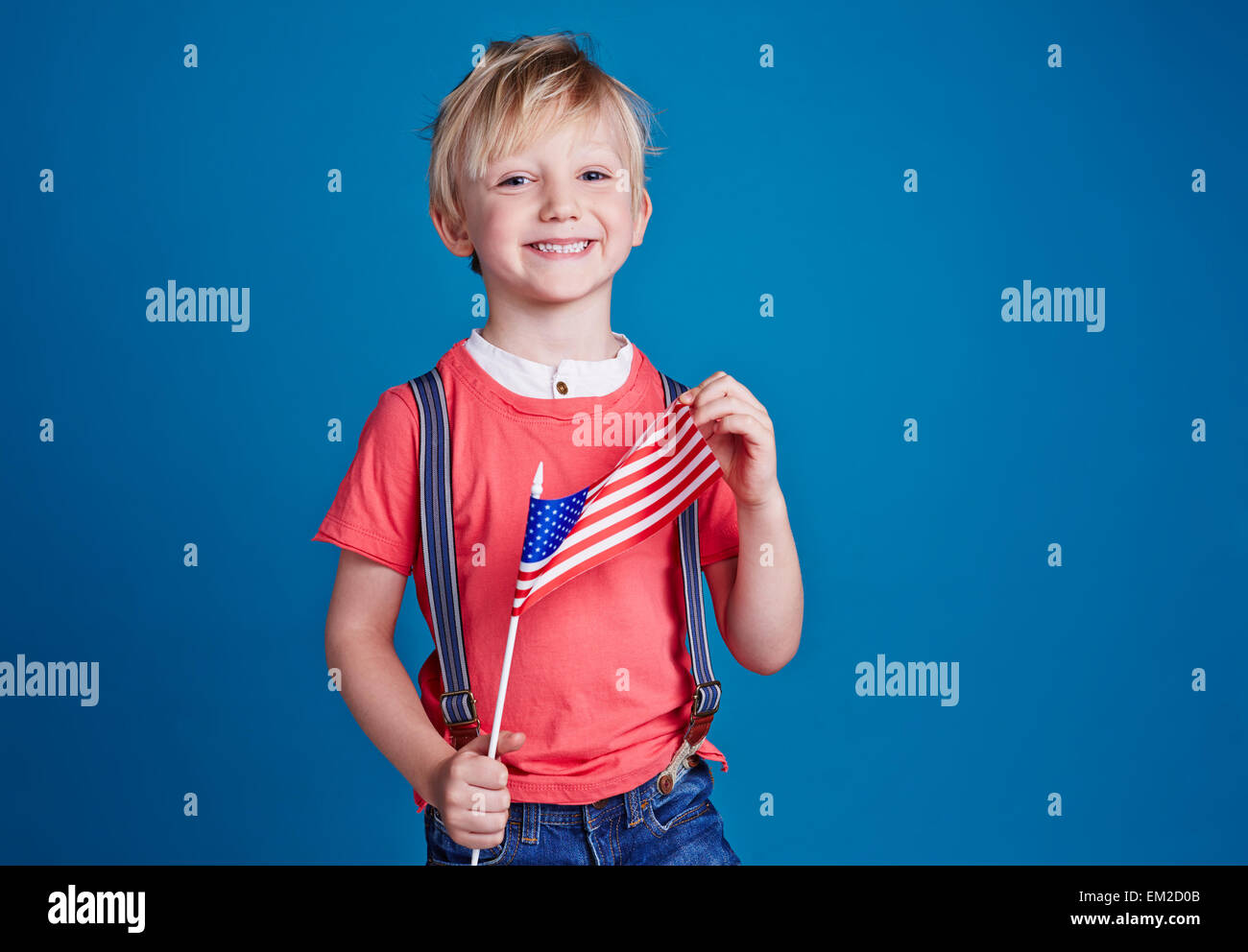 Little boy with USA flag Stock Photo - Alamy