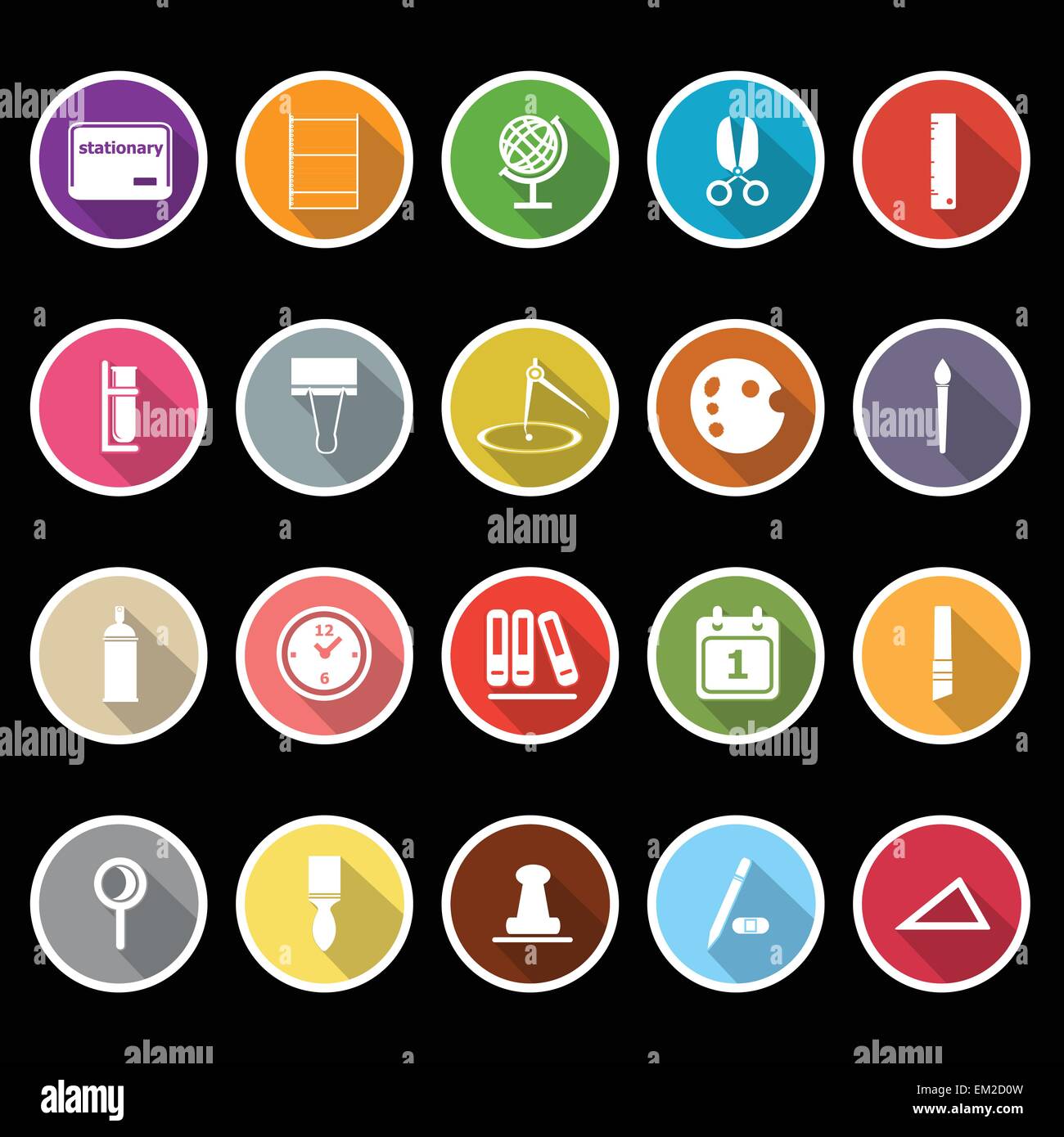 General stationary icons with long shadow, stock vector Stock Vector ...