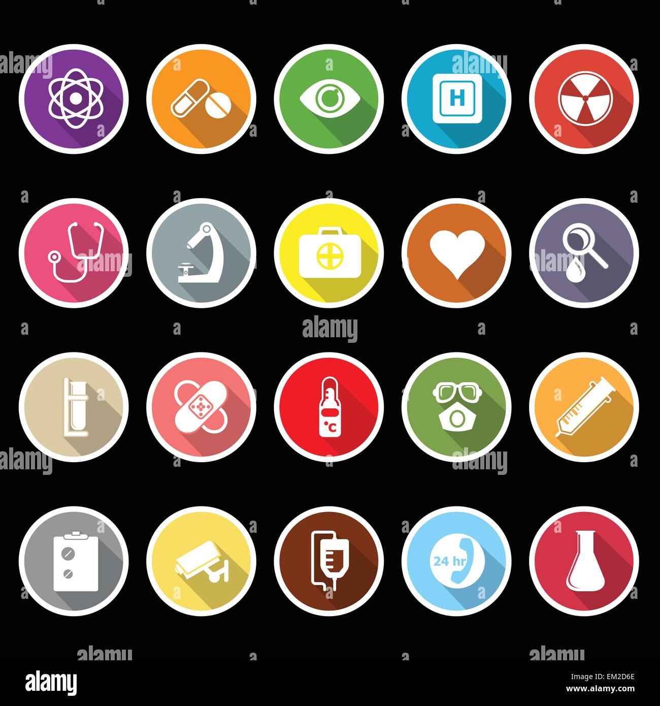 General hospital icons with long shadow, stock vector Stock Vector ...