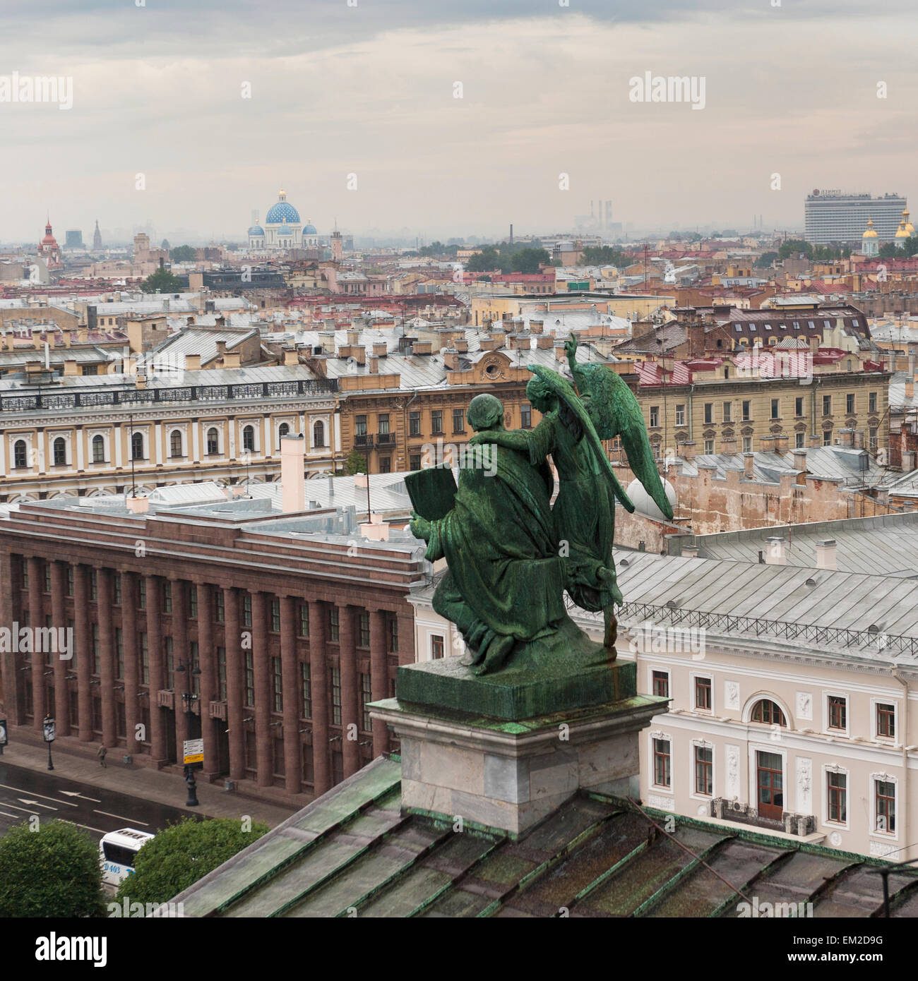 Statue On A Rooftop With Saint Isaac's Cathedral And Saint Isaac's ...
