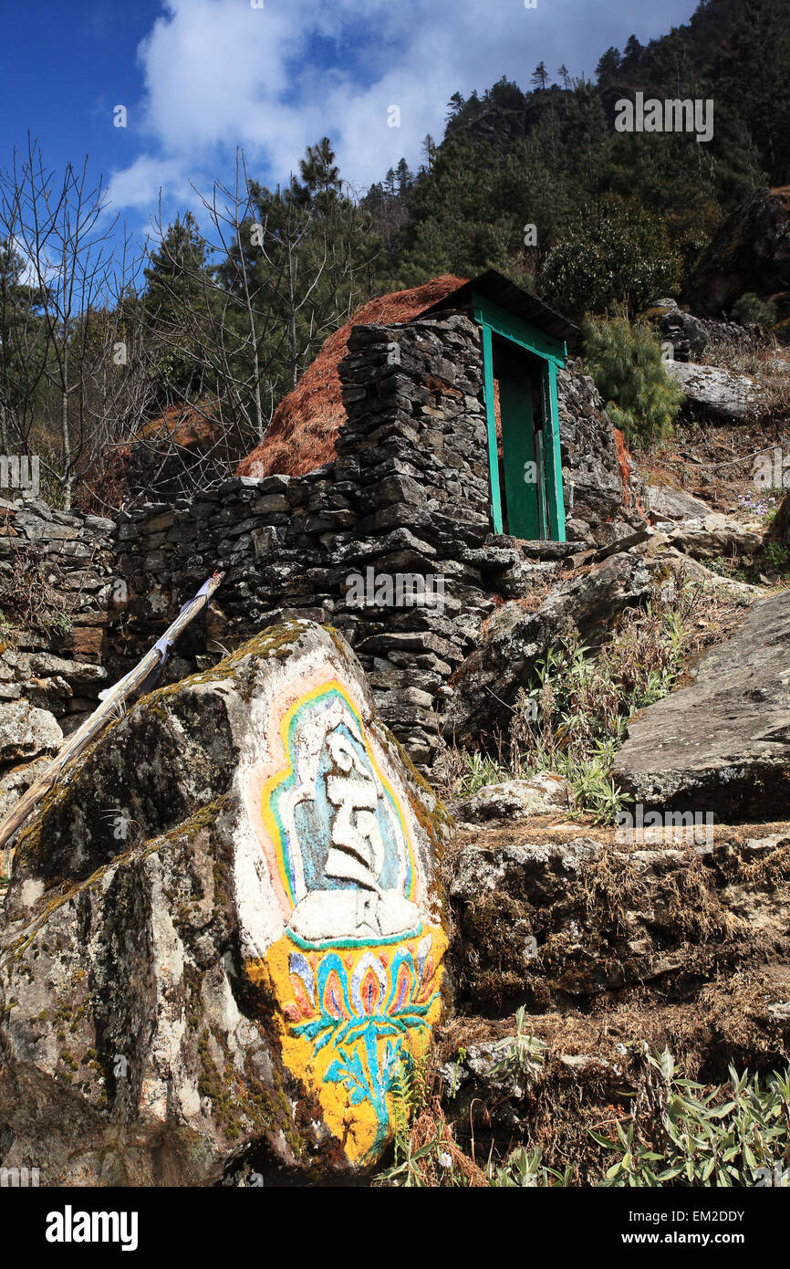 Carved stone tablets. Everest region, Nepal, Himalayas Stock Photo - Alamy