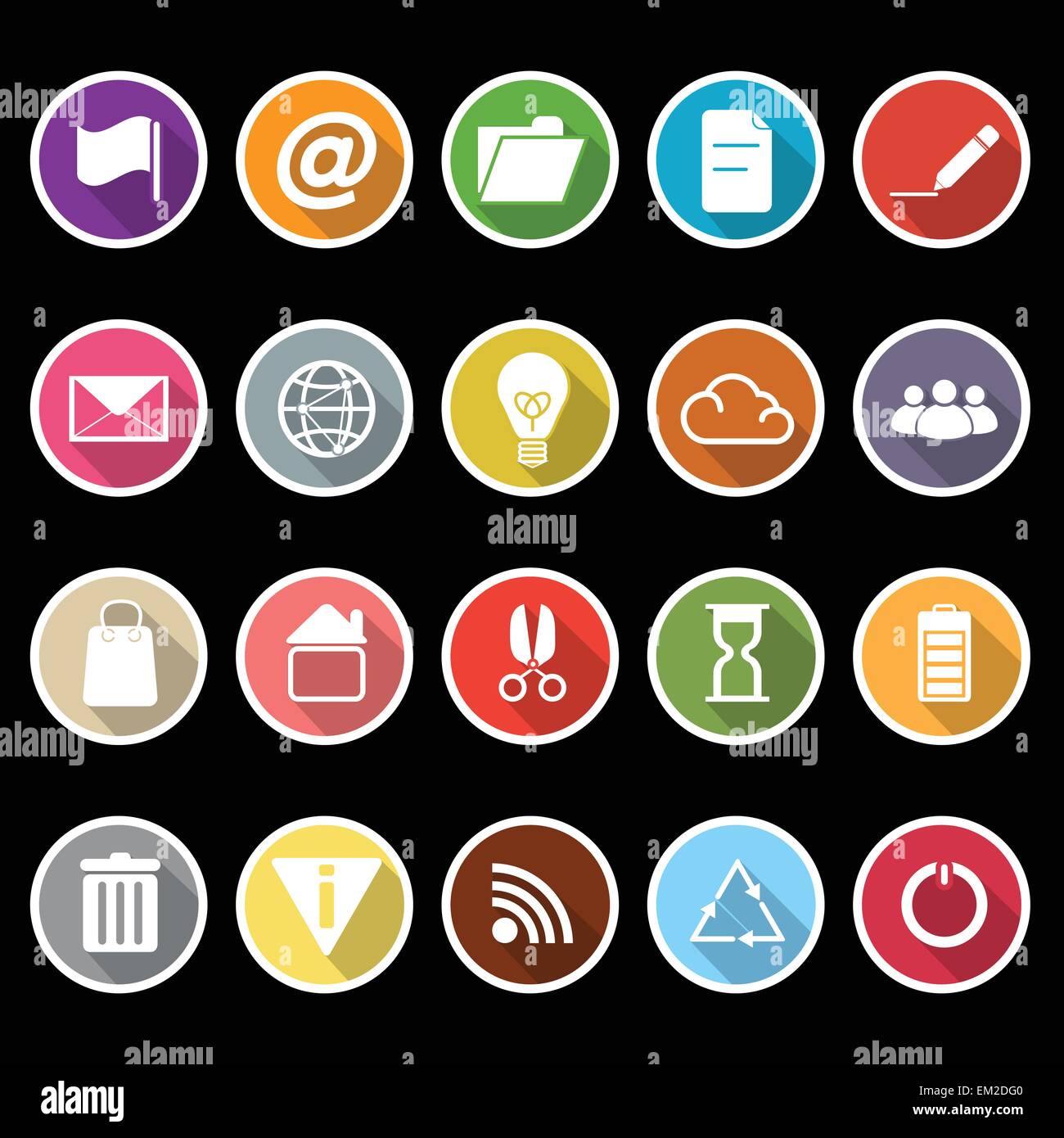 Web And Internet Icons With Long Shadow Stock Vector Stock Vector Image And Art Alamy