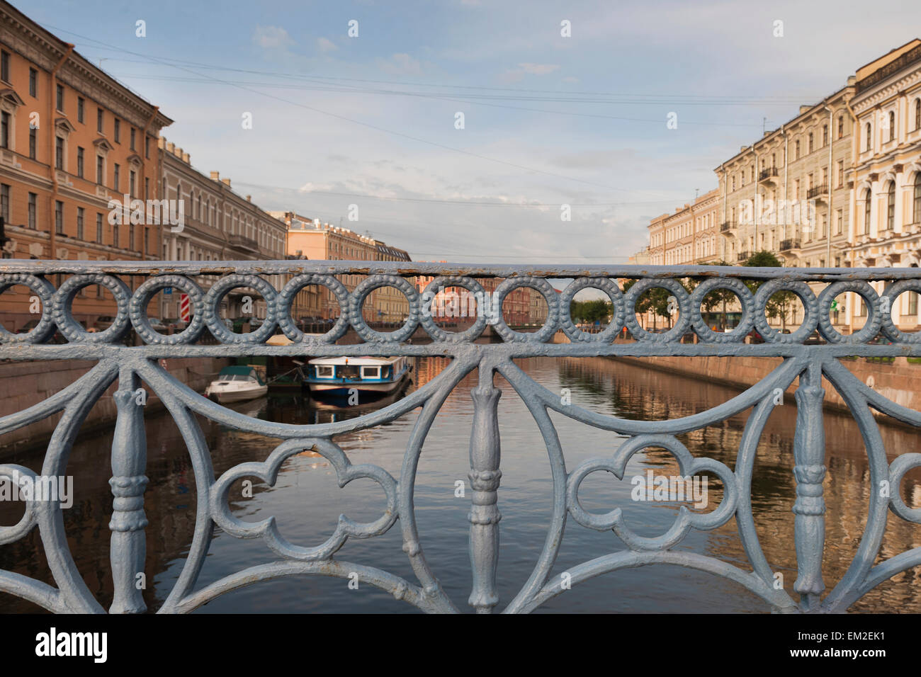 Moyka River Through The Bridge Railing; St. Petersburg Russia Stock ...