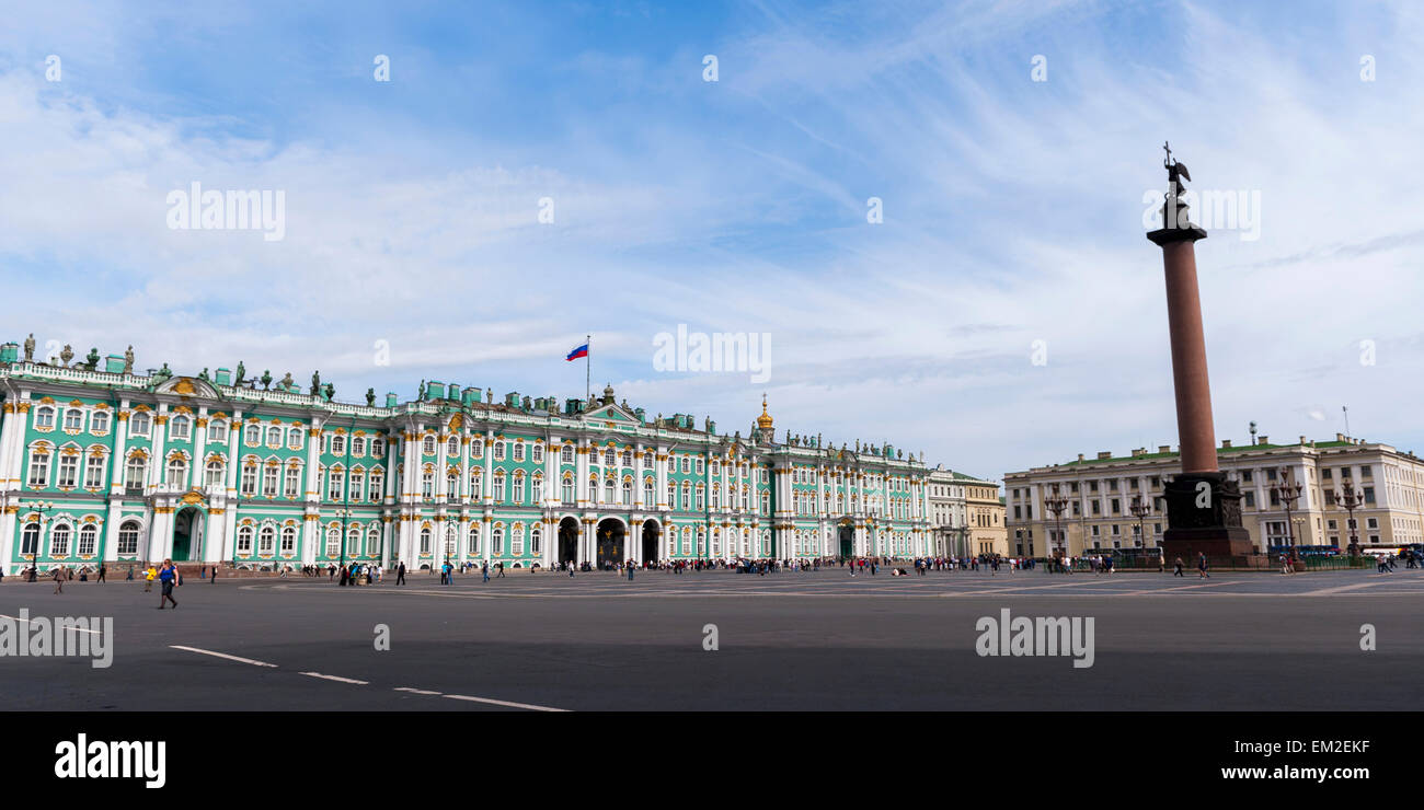Alexander Column And Winter Palace; St. Petersburg Russia Stock Photo ...
