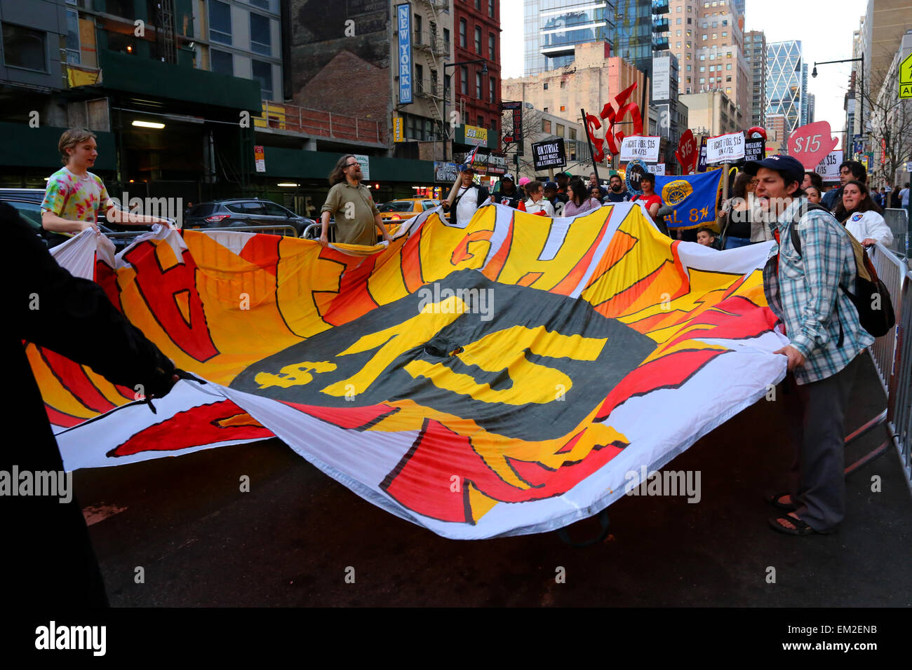 Activists unfurl a large parachute banner demonstrating in favor of a ...