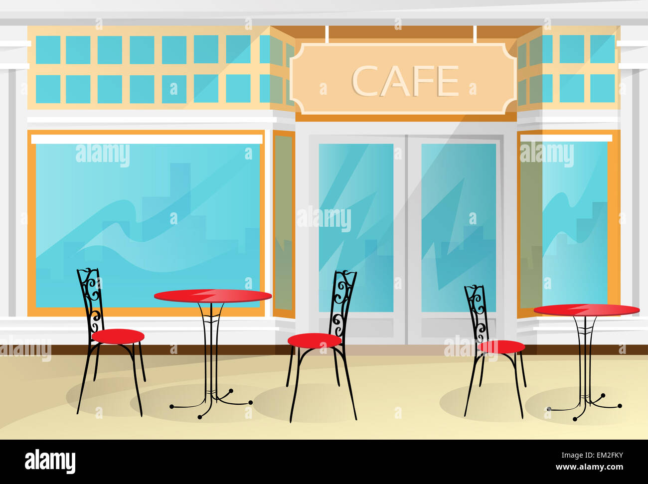 Cafe Street Coffee Shop Chairs Table Vector Stock Photo - Alamy