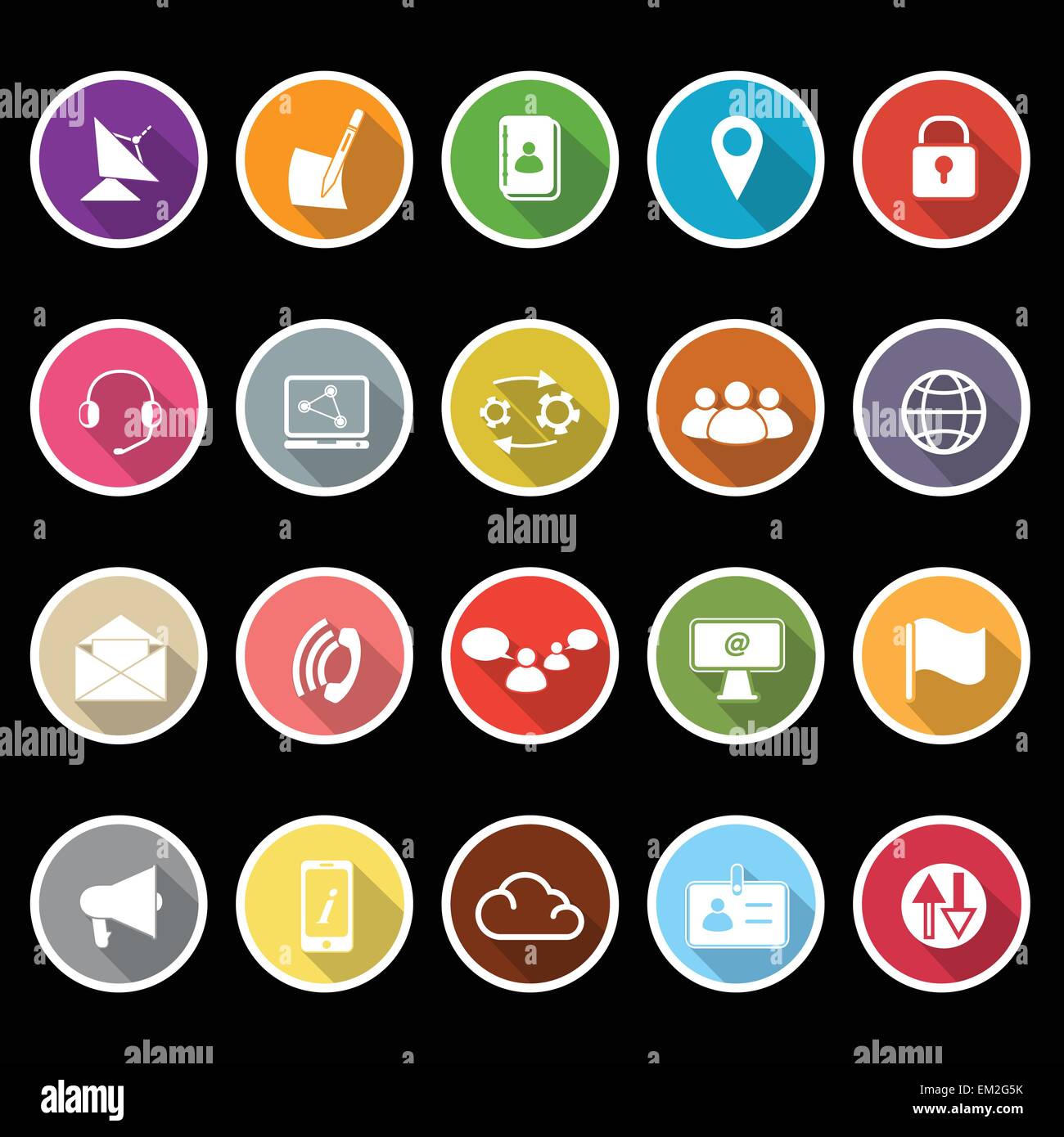 Communication icons with long shadow, stock vector Stock Vector Image ...