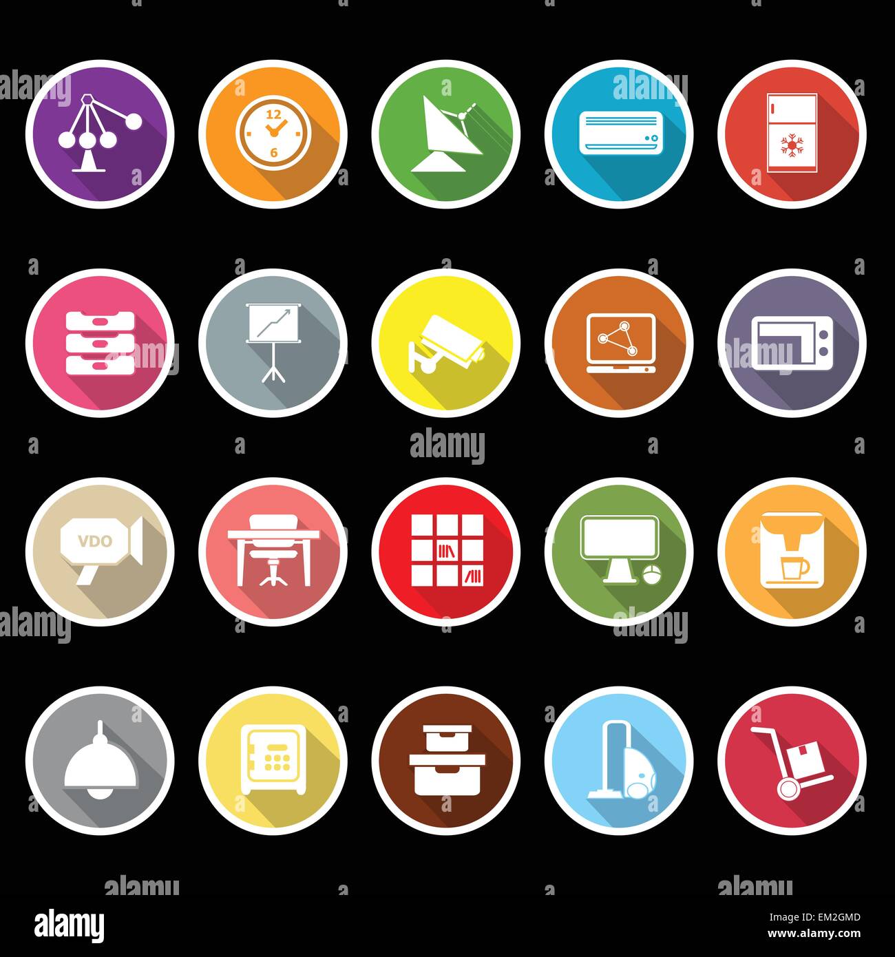 General office icons with long shadow hi-res stock photography and ...