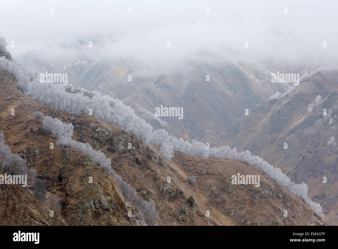 Movement of the clouds on the mountains, Northern Caucasus, Russia ...