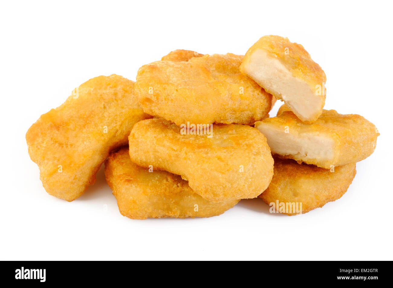 Fried chicken nuggets isolated on white background Stock Photo - Alamy