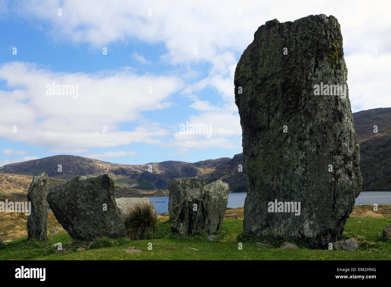 Uragh Stone Circle, Lough Inchiquin, County Kerry, Ireland Stock Photo ...