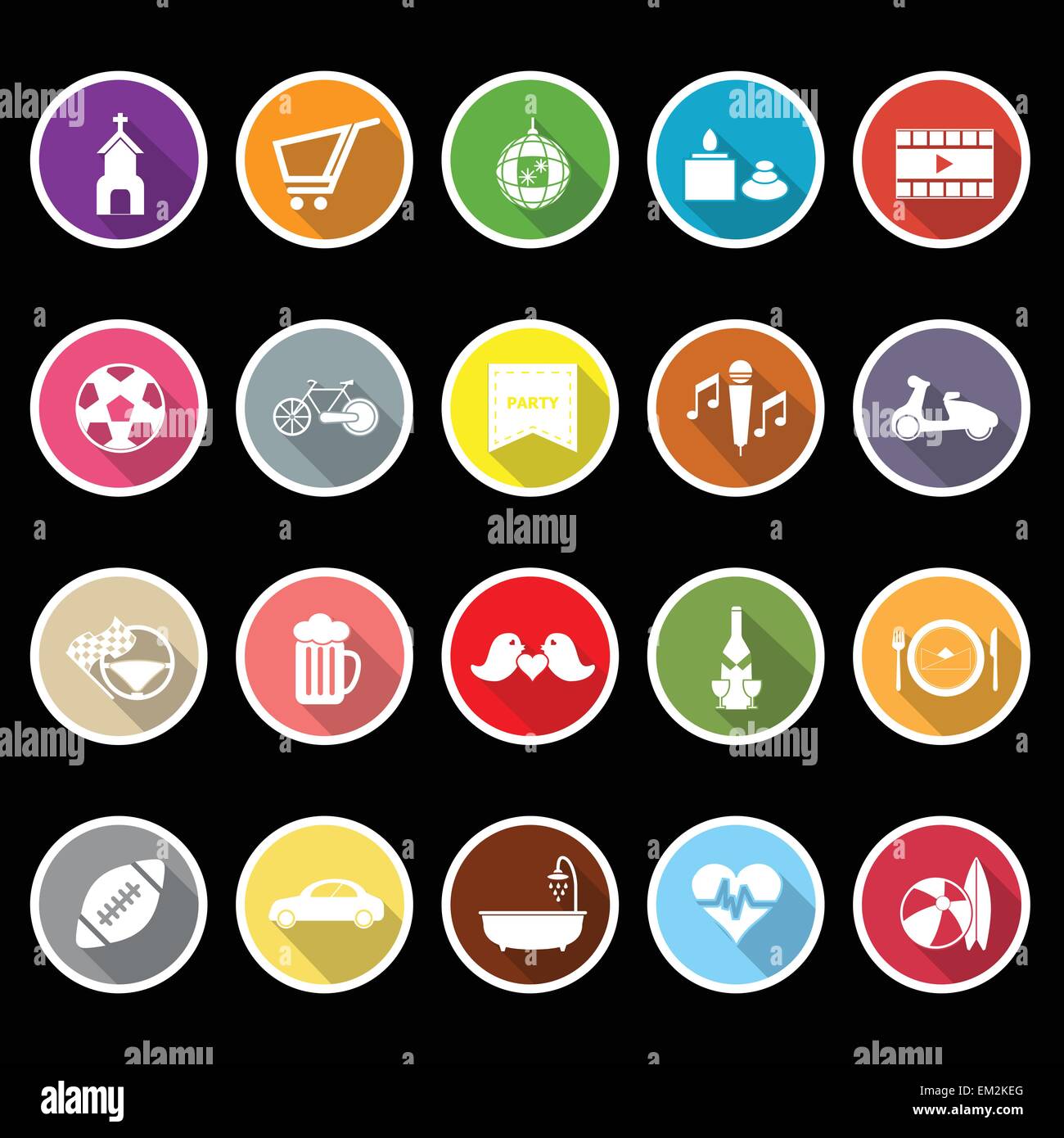 Friday and weekend flat icons with long shadow, stock vector Stock ...