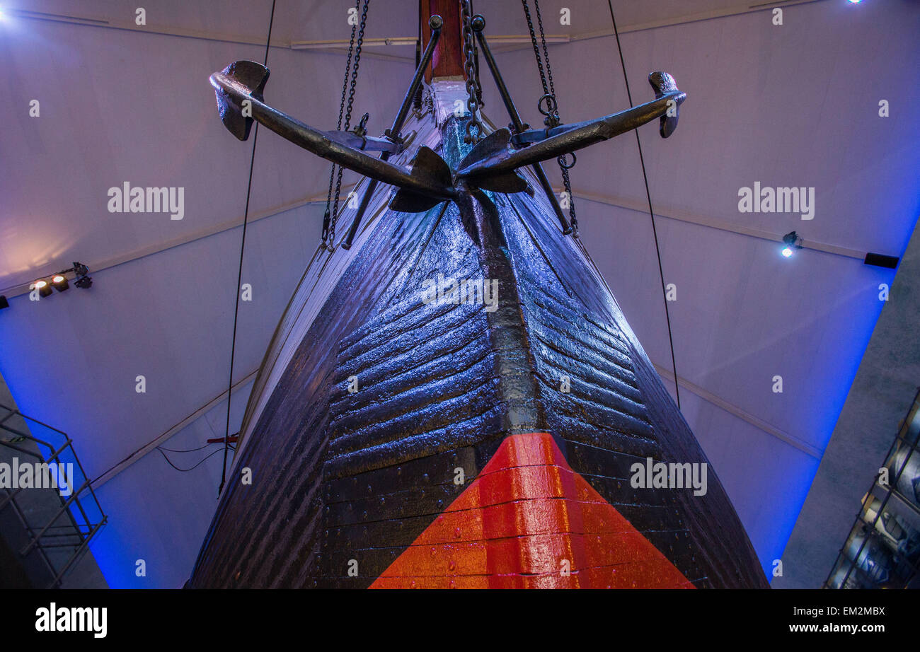 The research vessel 'Fram,' built in 1892, seen in the Fram Museum on ...