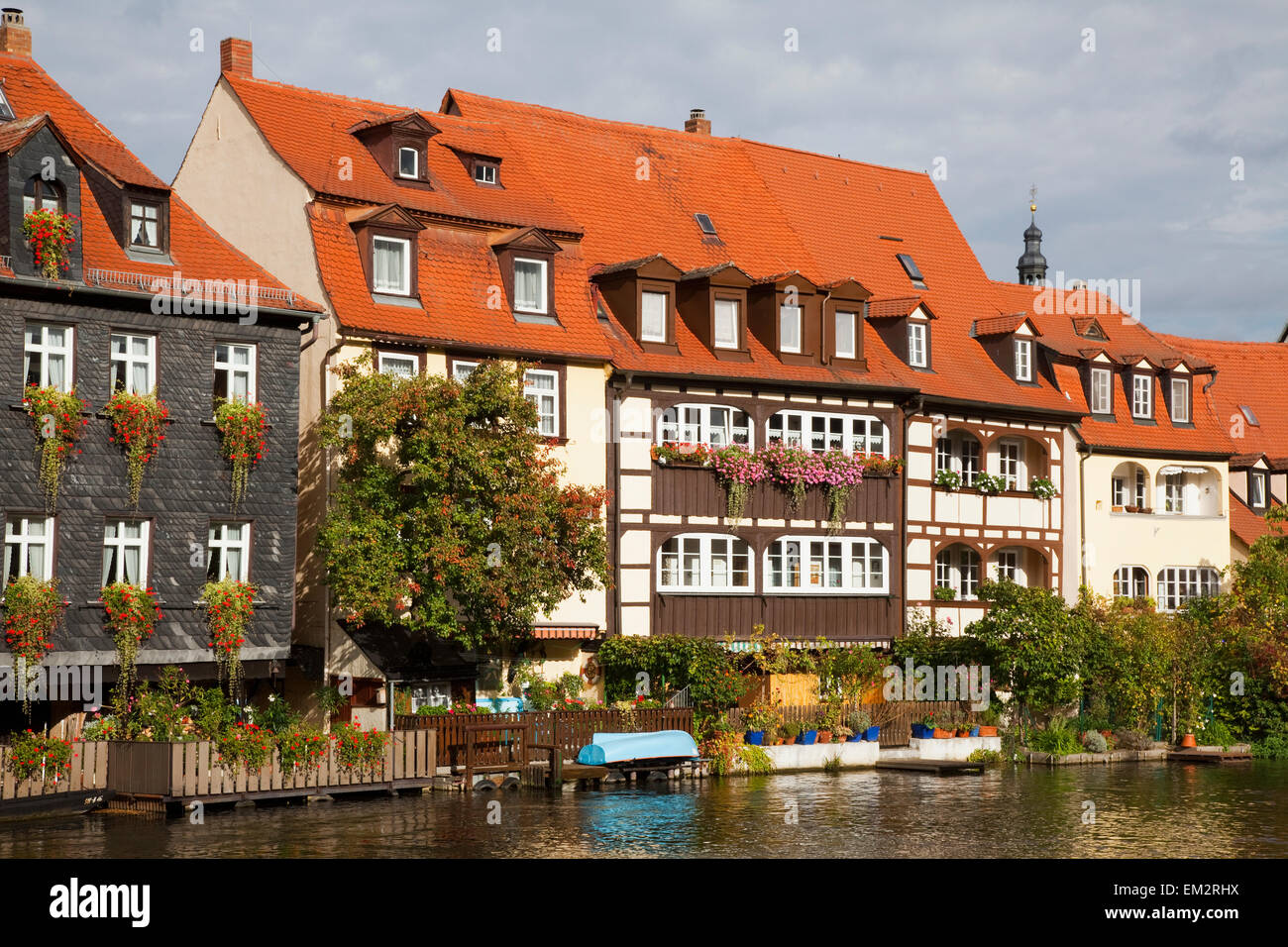 Buildings Along The River Regnitz; Bamberg Bavaria Germany Stock Photo ...