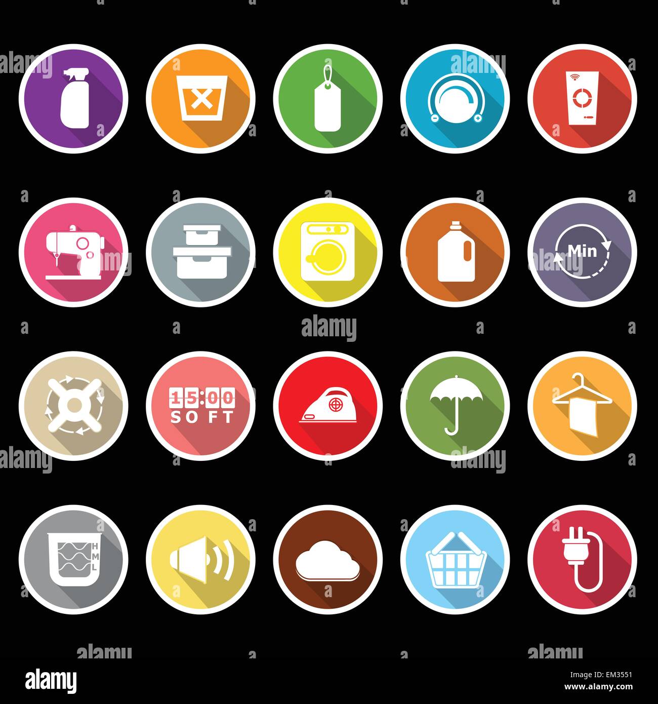 Laundry flat icons with long shadow, stock vector Stock Vector Image ...