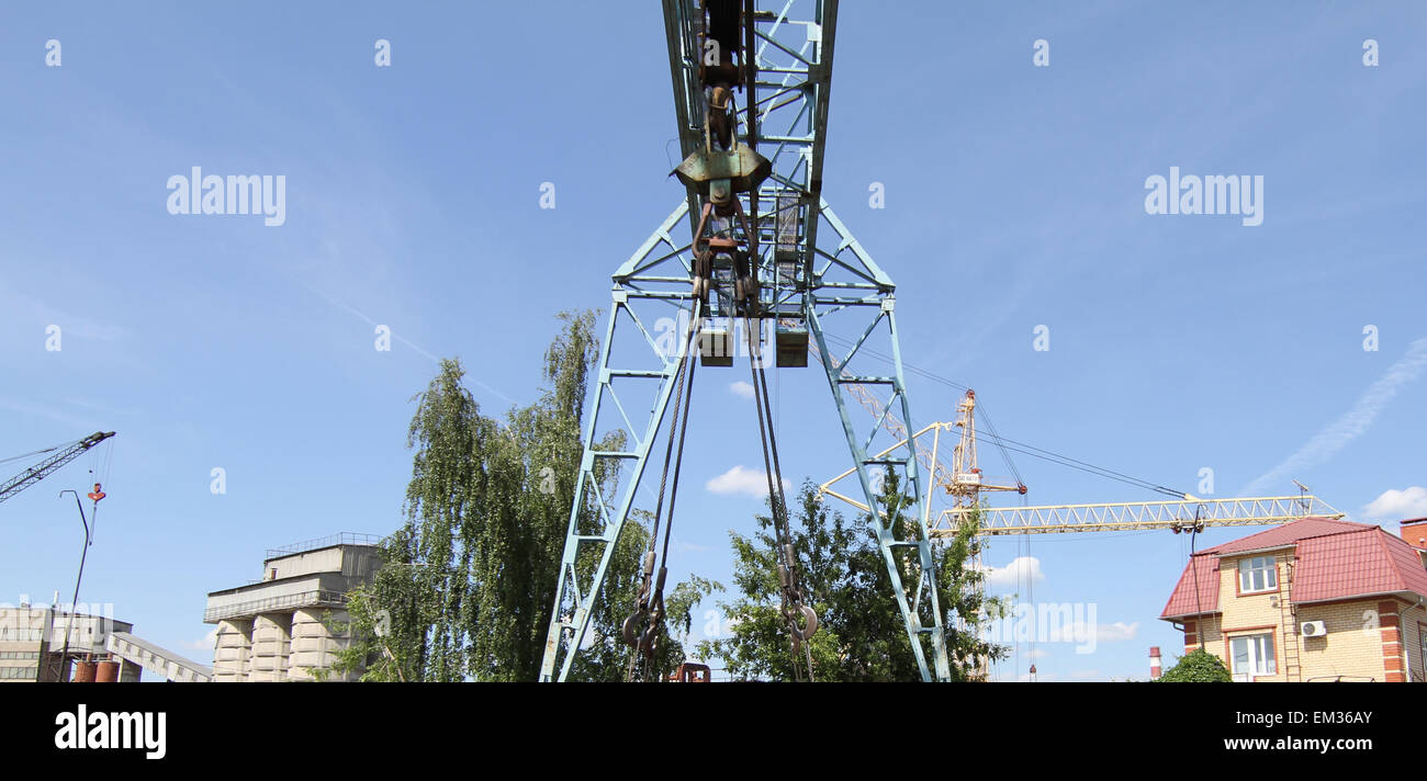view of the production site with a lifting gantry crane Stock Photo - Alamy