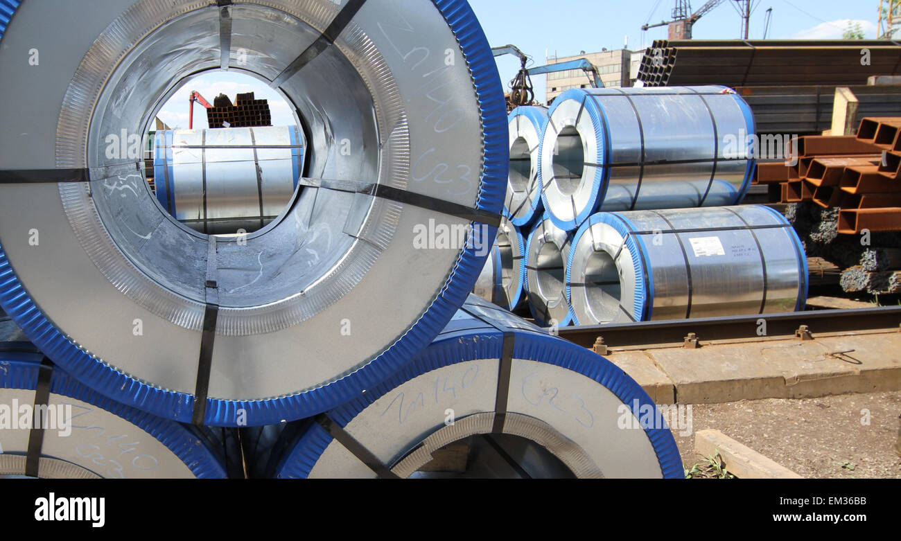 Rolled galvanized steel with polymer coating on the metal rolling stock ...