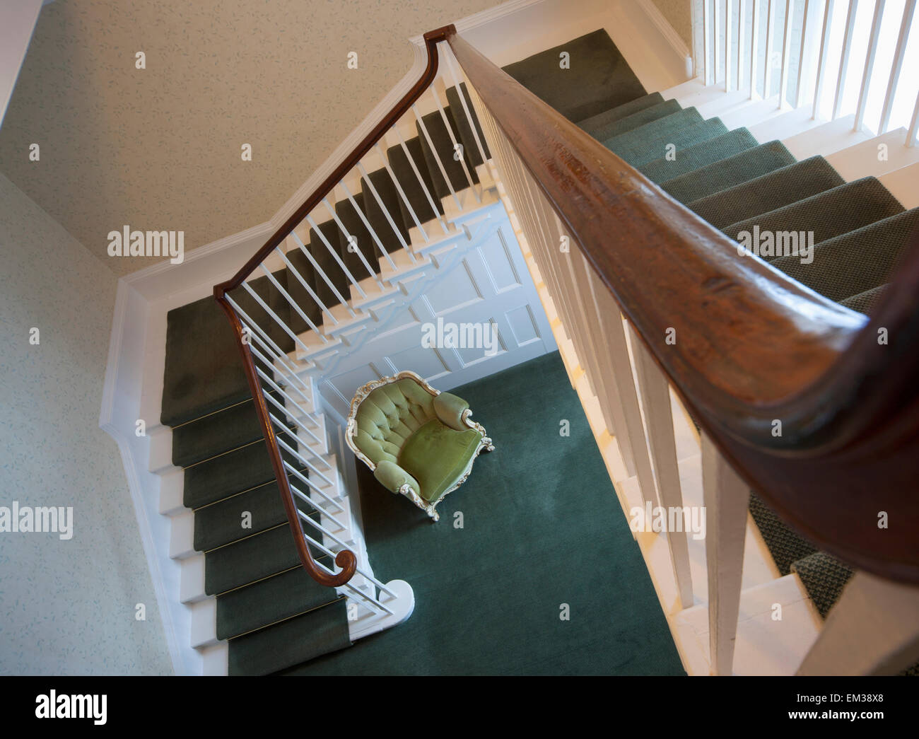 View From The Top Of A Staircase Down To The Lower Level In A House ...