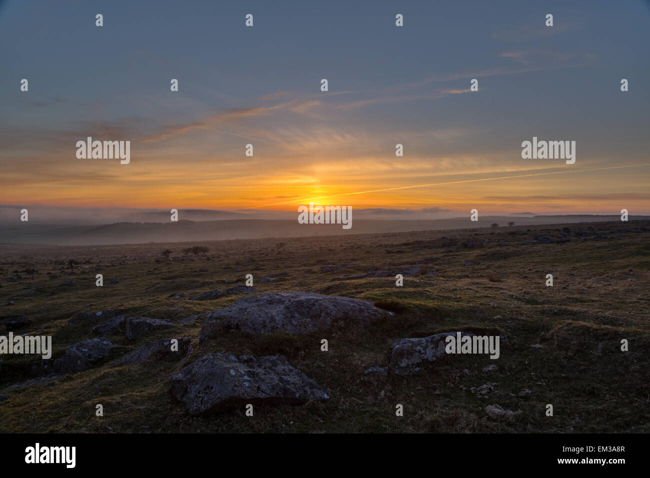 Sunset on Bodmin Moor Stock Photo - Alamy