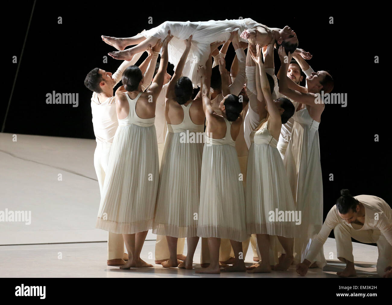 Berlin, Germany. 15th Apr, 2015. Dancers on stage during a rehearsal ...