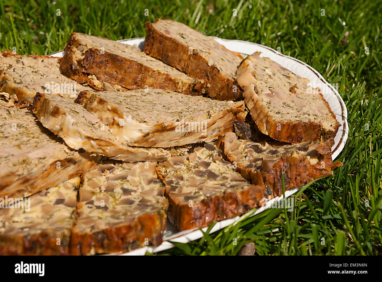 Romanian traditional " Drob" - Homemade meatloaf of lamb and herbs ...
