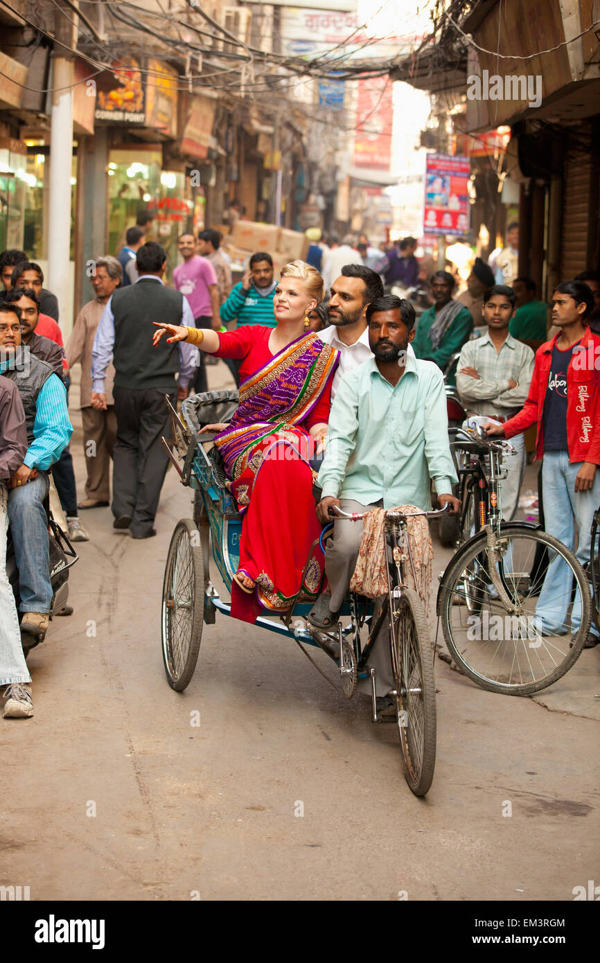 Indian women on cycle rickshaw hi-res stock photography and images - Alamy