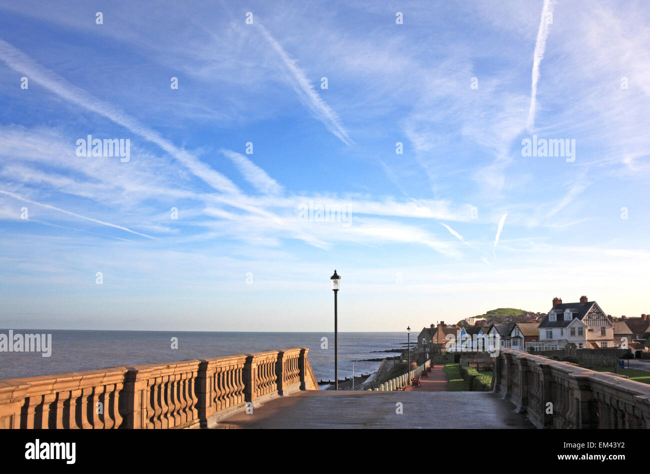 A view of the cliff top path on the North Norfolk coast at Sheringham ...