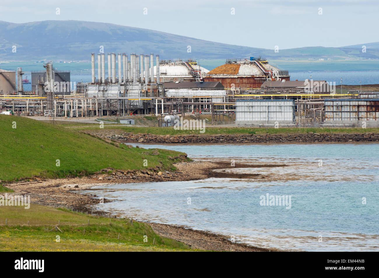 The Flotta Oil Terminal on the island of Flotta in the Orkney Islands ...