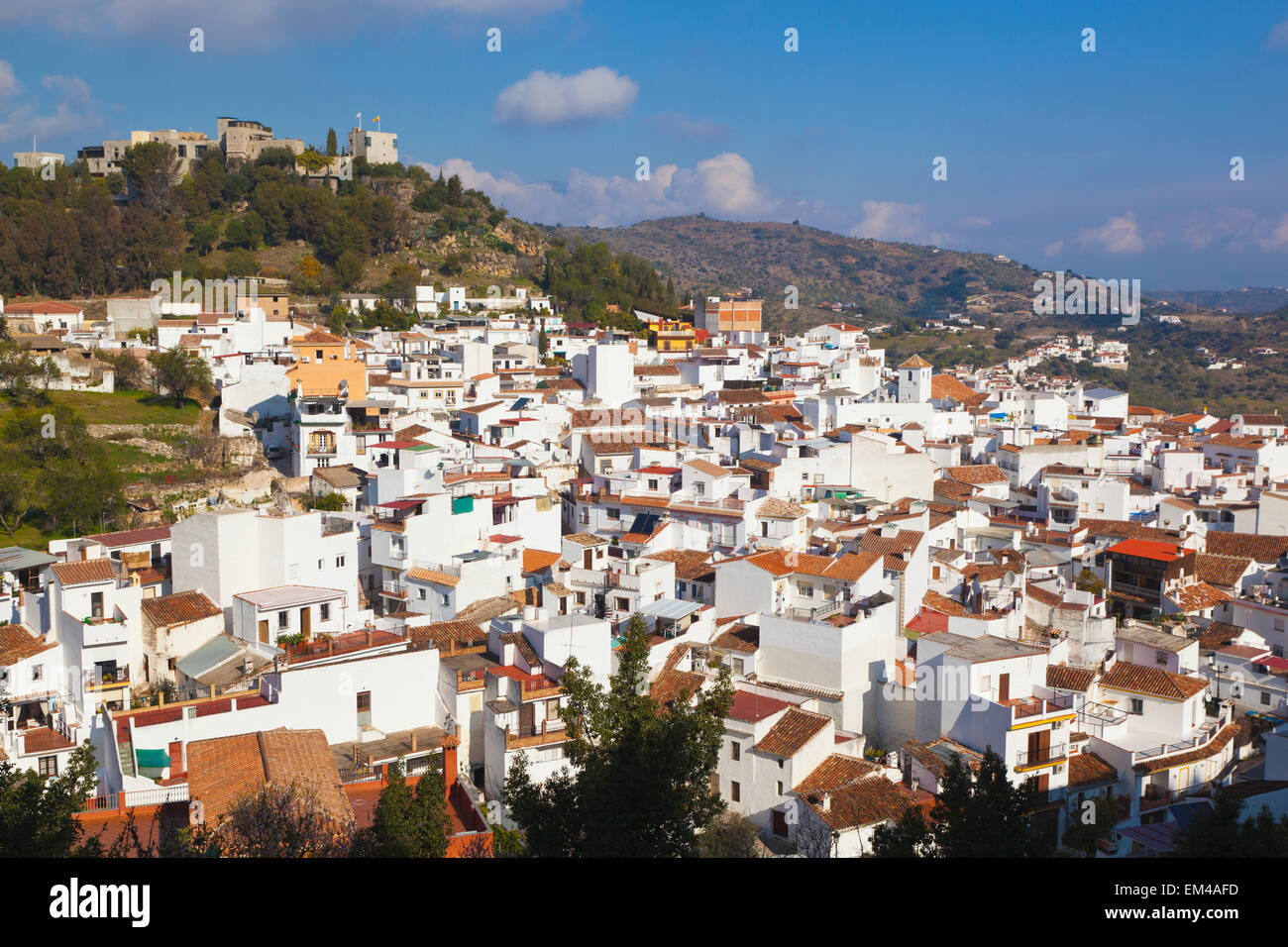Typical Whitewash Mountain Village With Castle; Monda Malaga Province ...