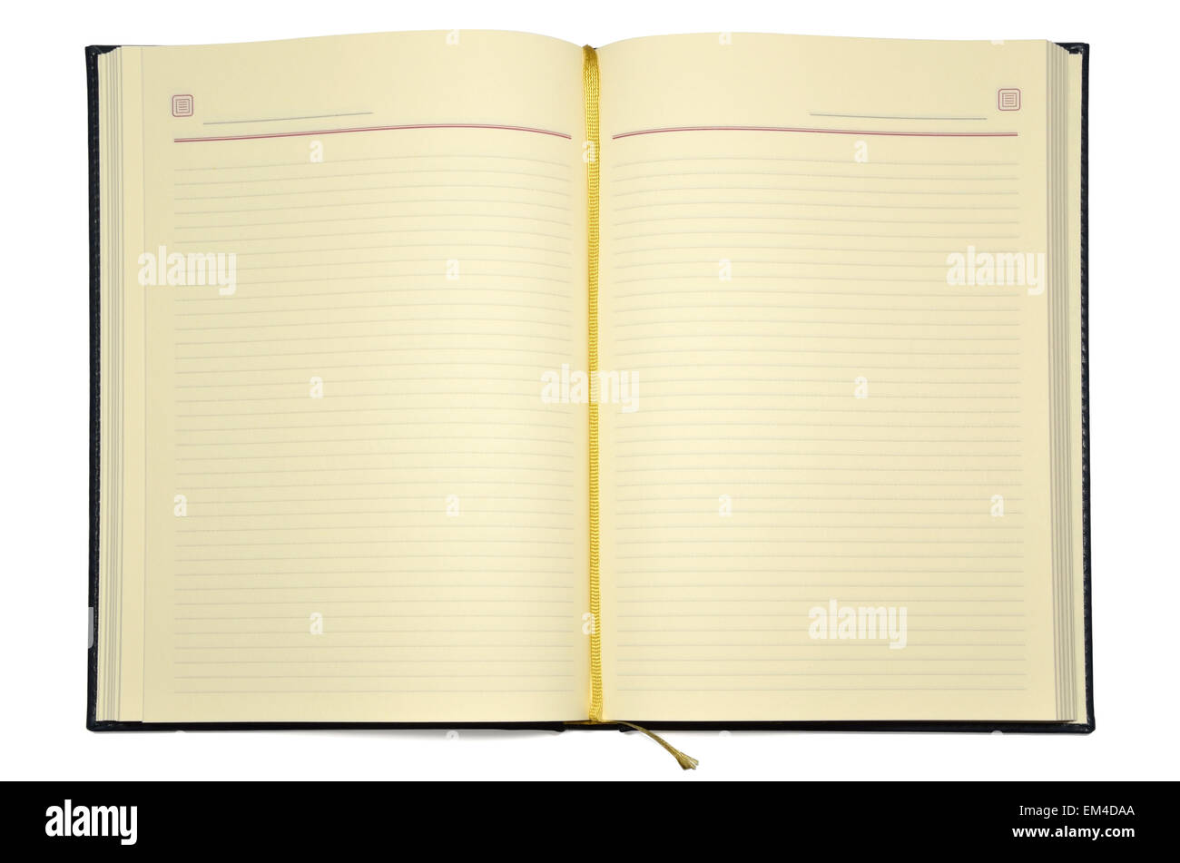 Open planner with yellow band Stock Photo - Alamy