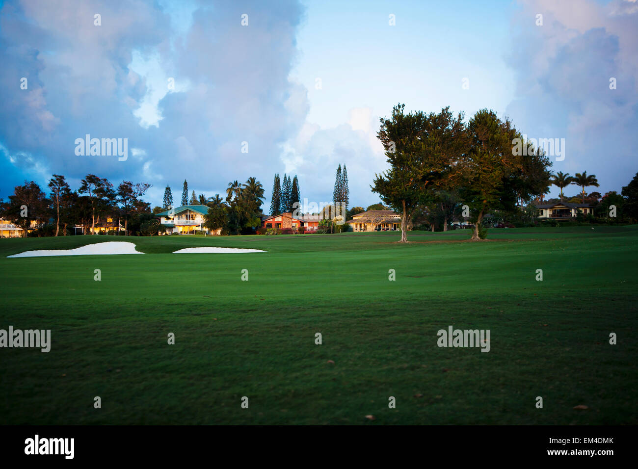 The Coastal Makai Golf Course At Sunset; Princeville, Kauai, Hawaii ...