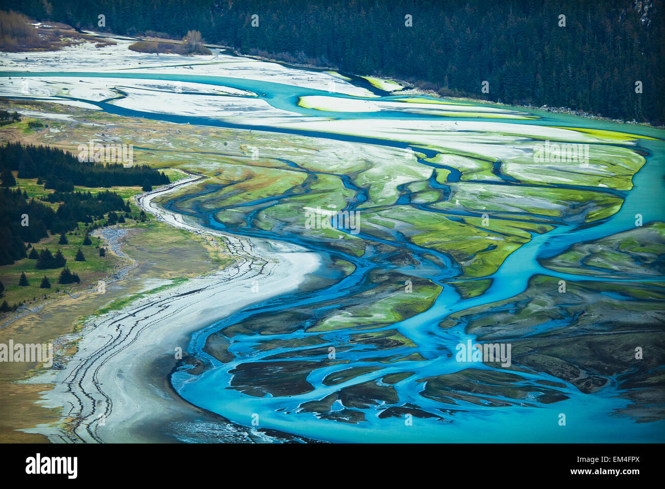 Southeast Alaska Glacial River Delta; Haines Alaska United States Of ...