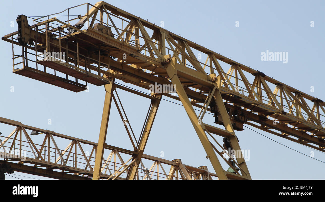 view of the production site with a lifting gantry crane Stock Photo - Alamy