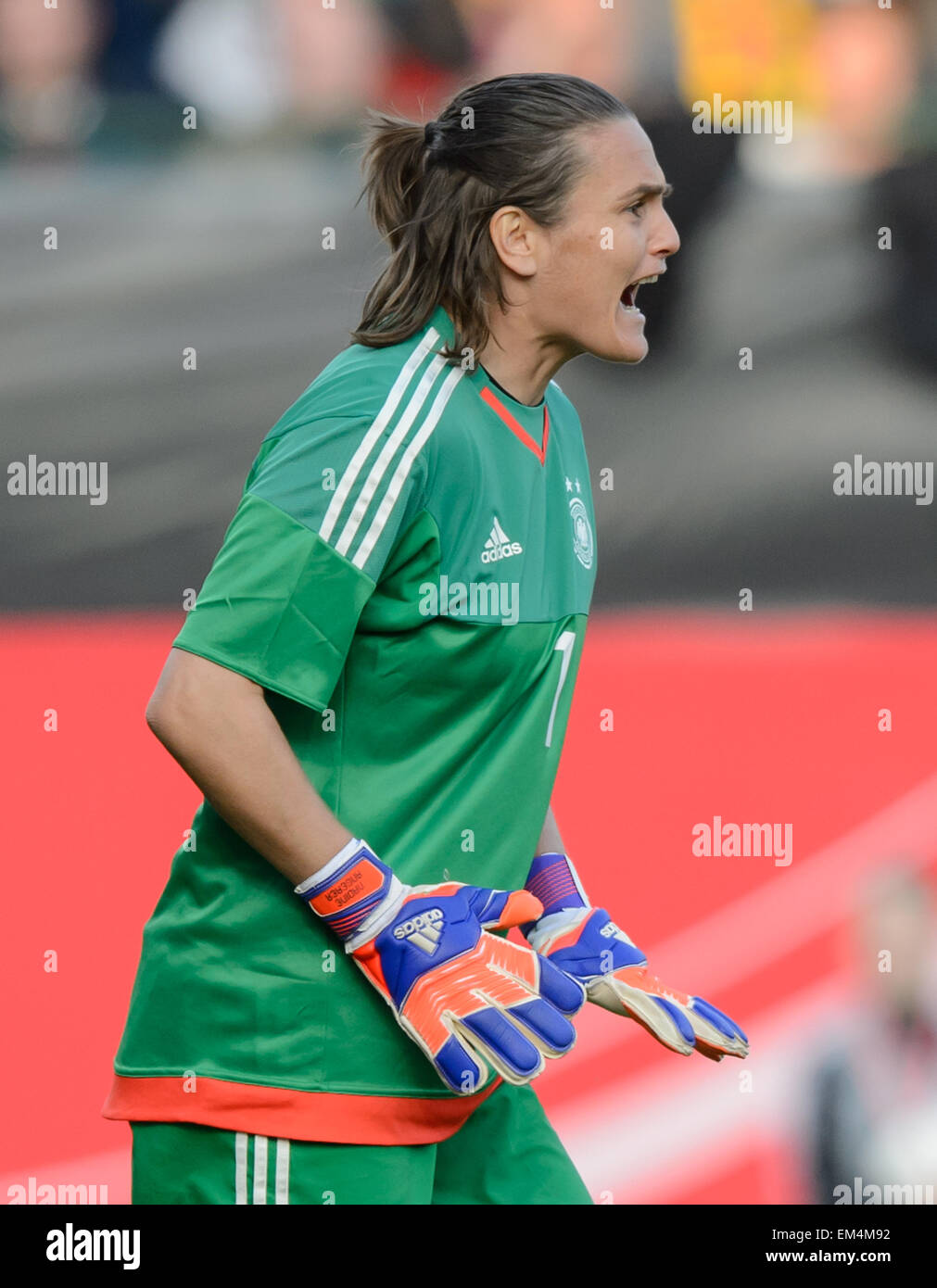 Fuerth, Germany. 8th Apr, 2015. Germany's goalkeeper Nadine Angerer ...