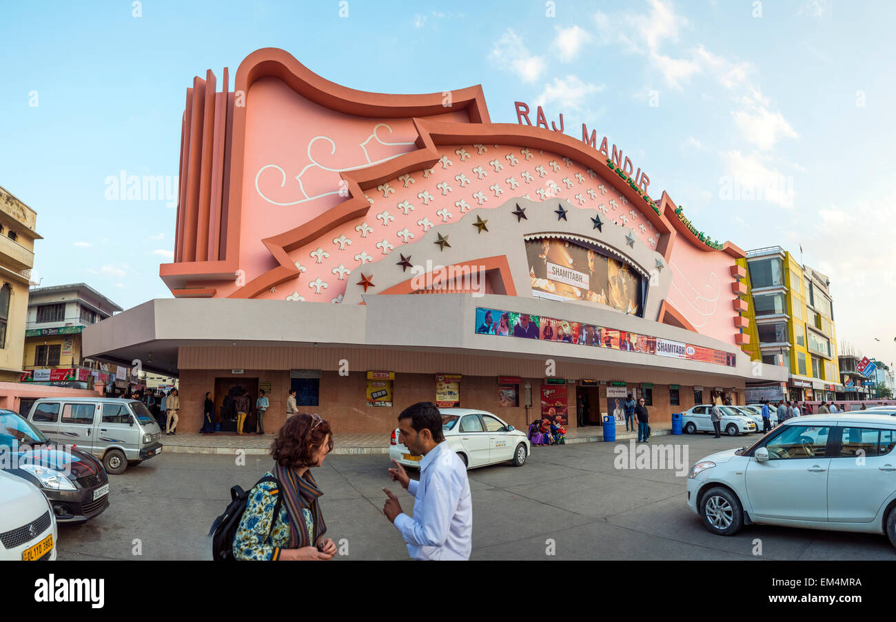 The exterior of the Raj Mandir Cinema in Jaipur, Rajasthan, India Stock ...