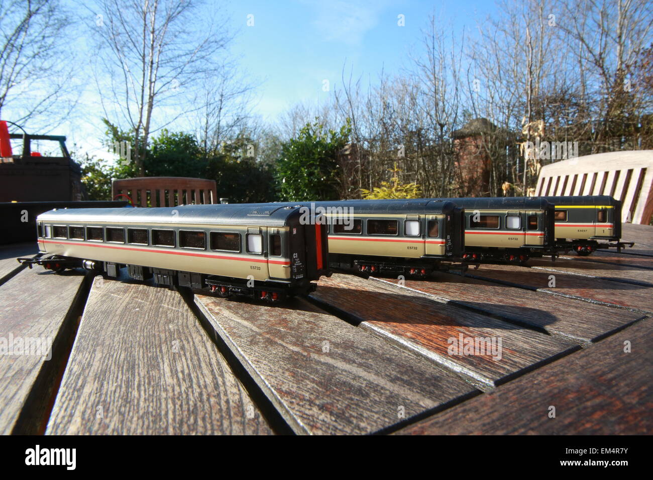 A series of images showing Model Railways, trains, locomotives, wagons ...