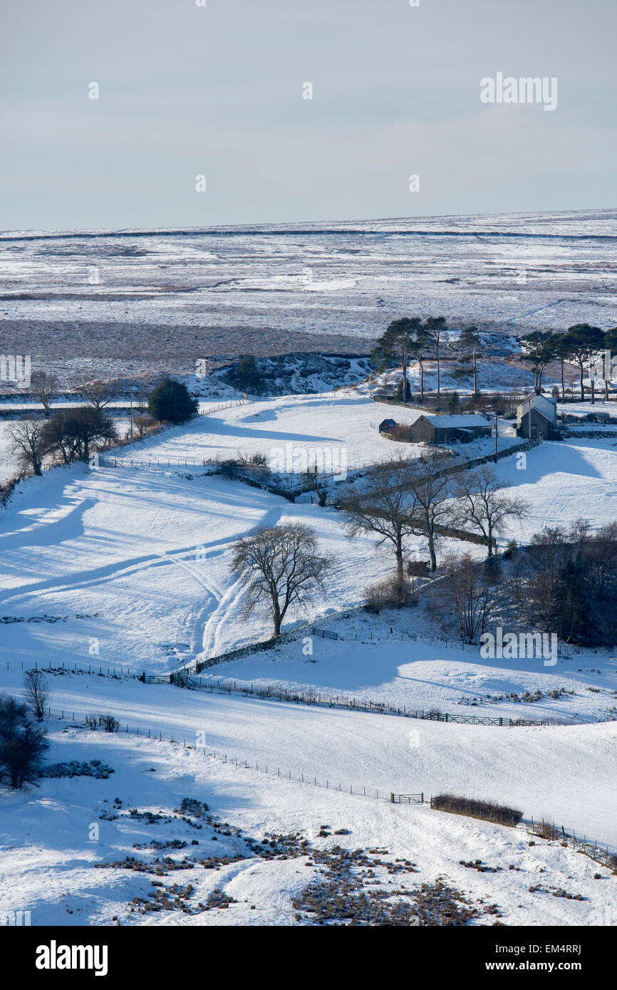 Commondale Moor and Farmhouse in Winter, North York Moors National Park ...